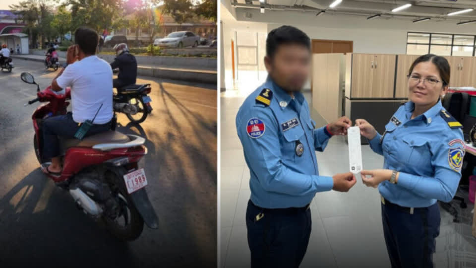 金边一交警违规行驶，被罚款35美元！ - TNAOT