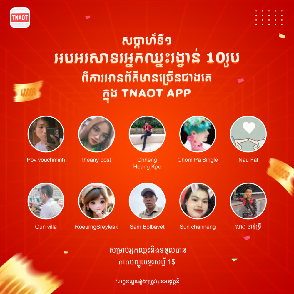 អបអរសាទរអ្នកឈ្នះទាំង ១០ រូប!!