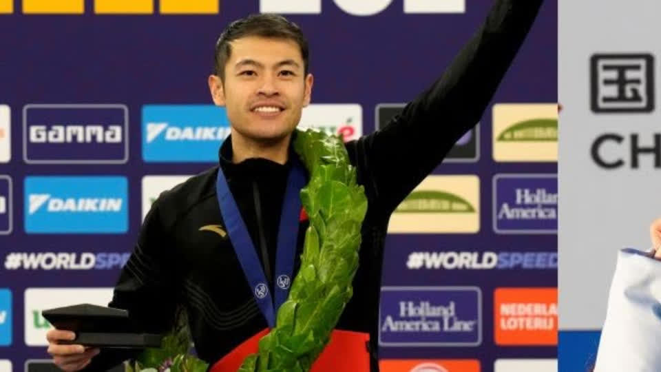 អ្នកជិះស្គីល្បឿនបុរស Ning Zhongyan និងអ្នកជិះស្គីនារី Liu Mengting ...